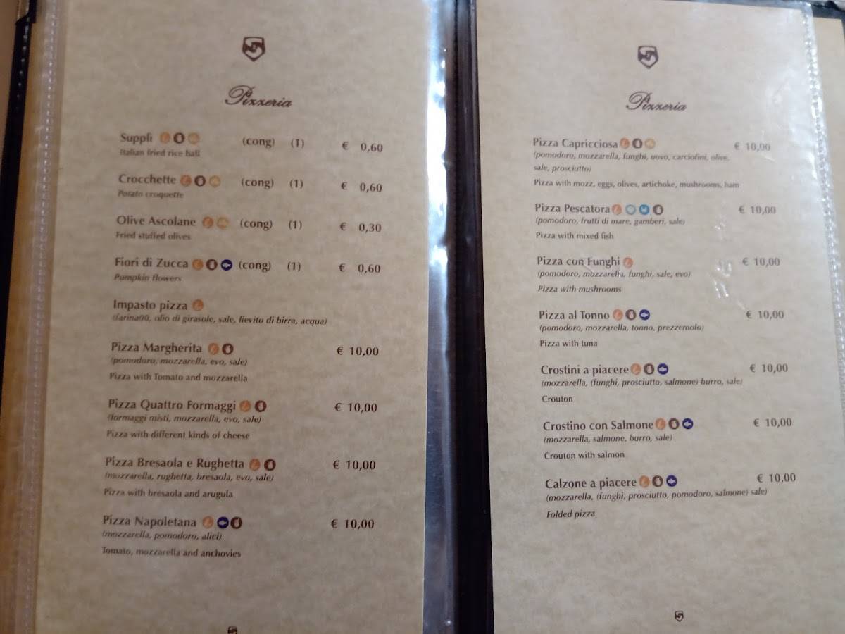 Menu da Sergio & Serra ristorante, Roma