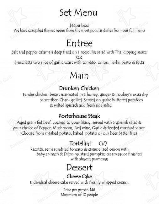 Menu at The Seven Mile Bar & Bistro, Balcatta