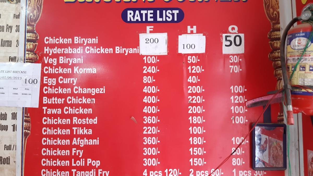 Menu at Shama Chicken Biryani Corner, Delhi
