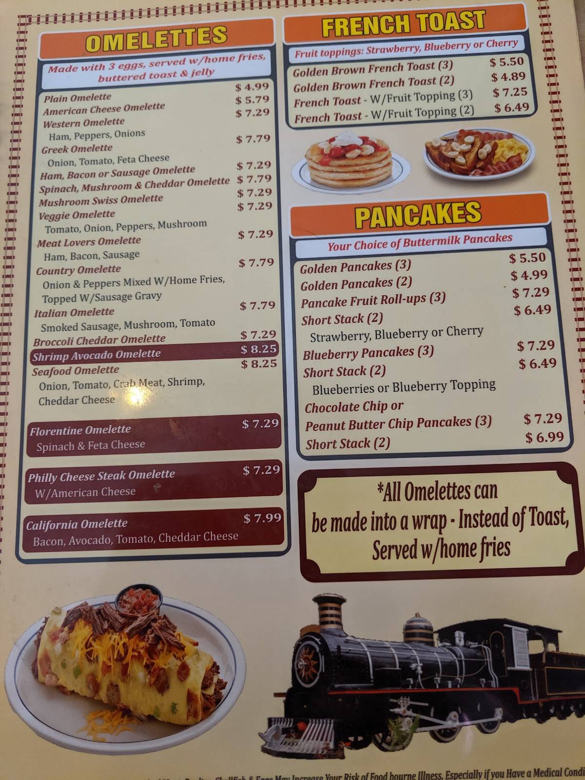 Menu at Squeaky Rail Diner restaurant, Enola, 505 N Enola Rd