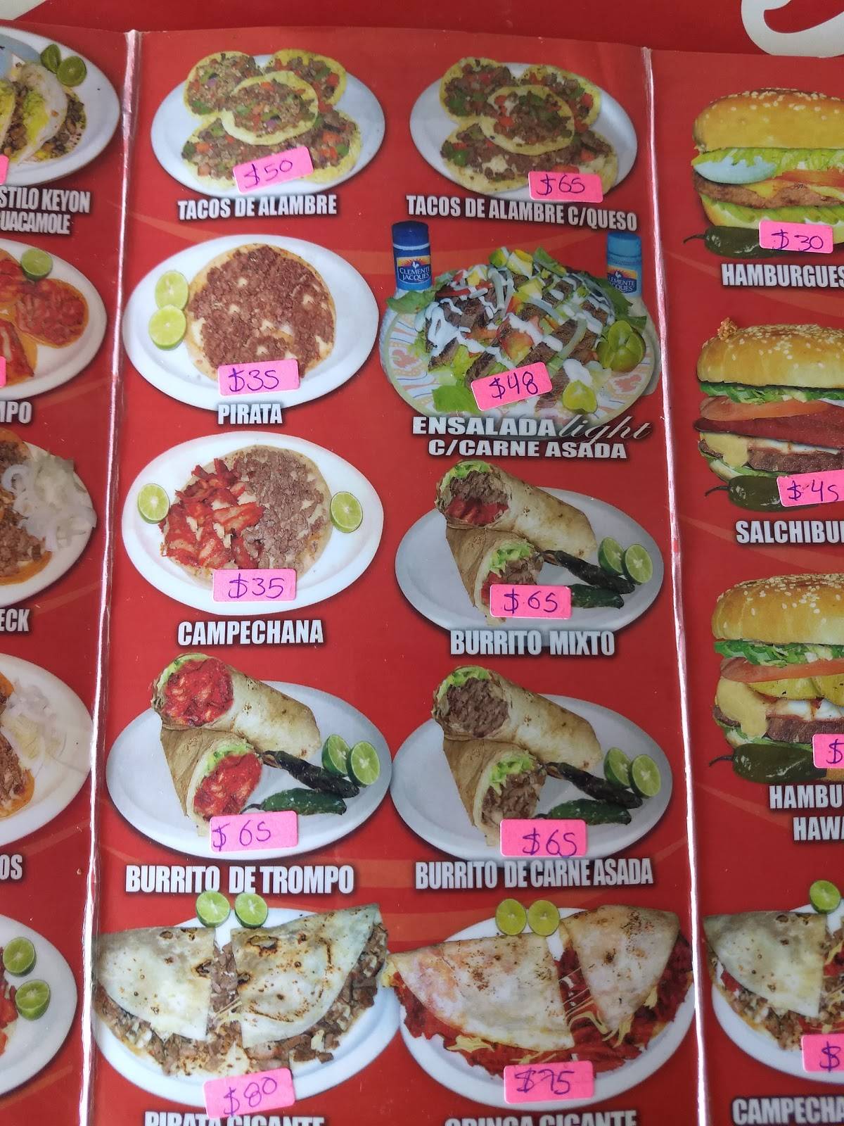 Menu at Tacos Keyon restaurant, Ciudad Apodaca