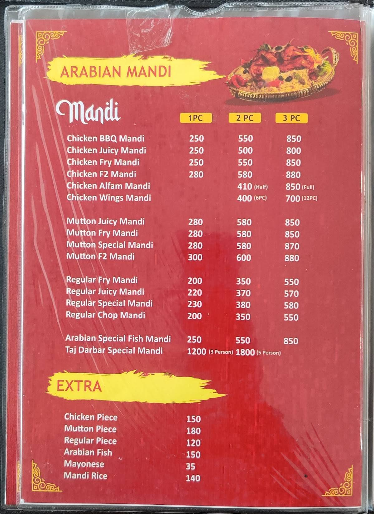 Menu at Taj Darbar Hyderabadi Restaurant, Belgaum