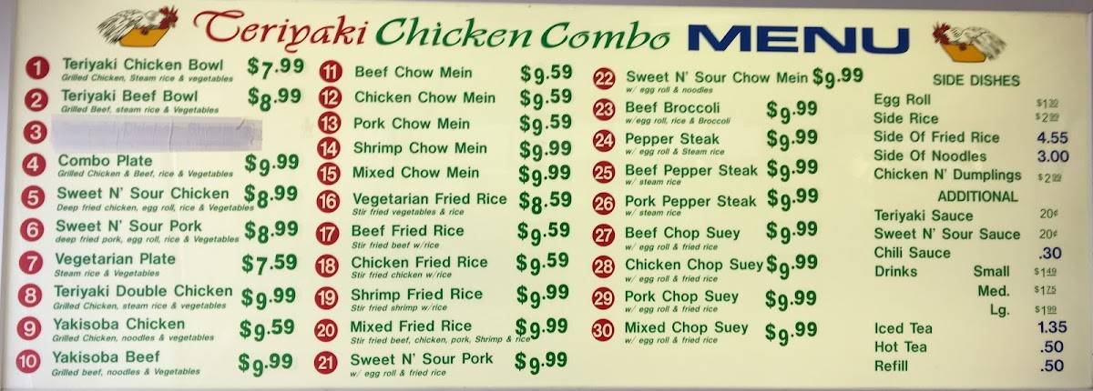 Menu at Teriyaki Chicken Combo restaurant, Bloomfield