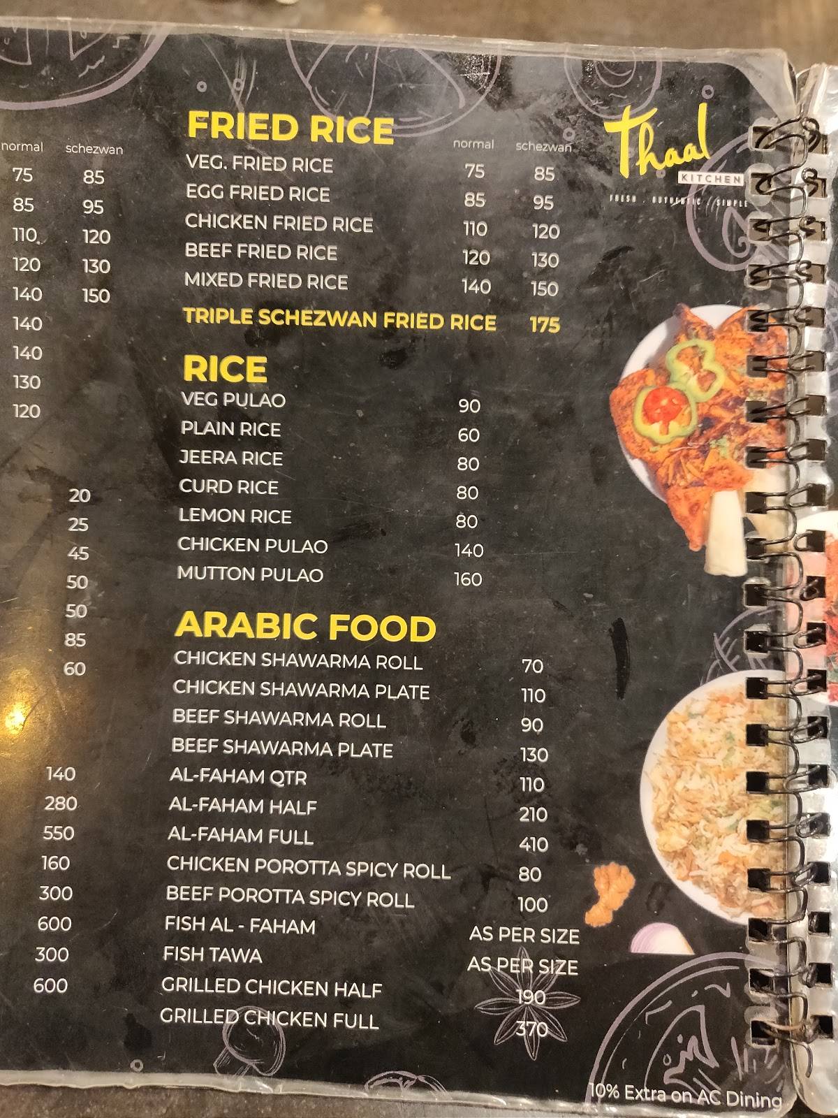 Menu at Thaal Kitchen, Kochi, +PCF