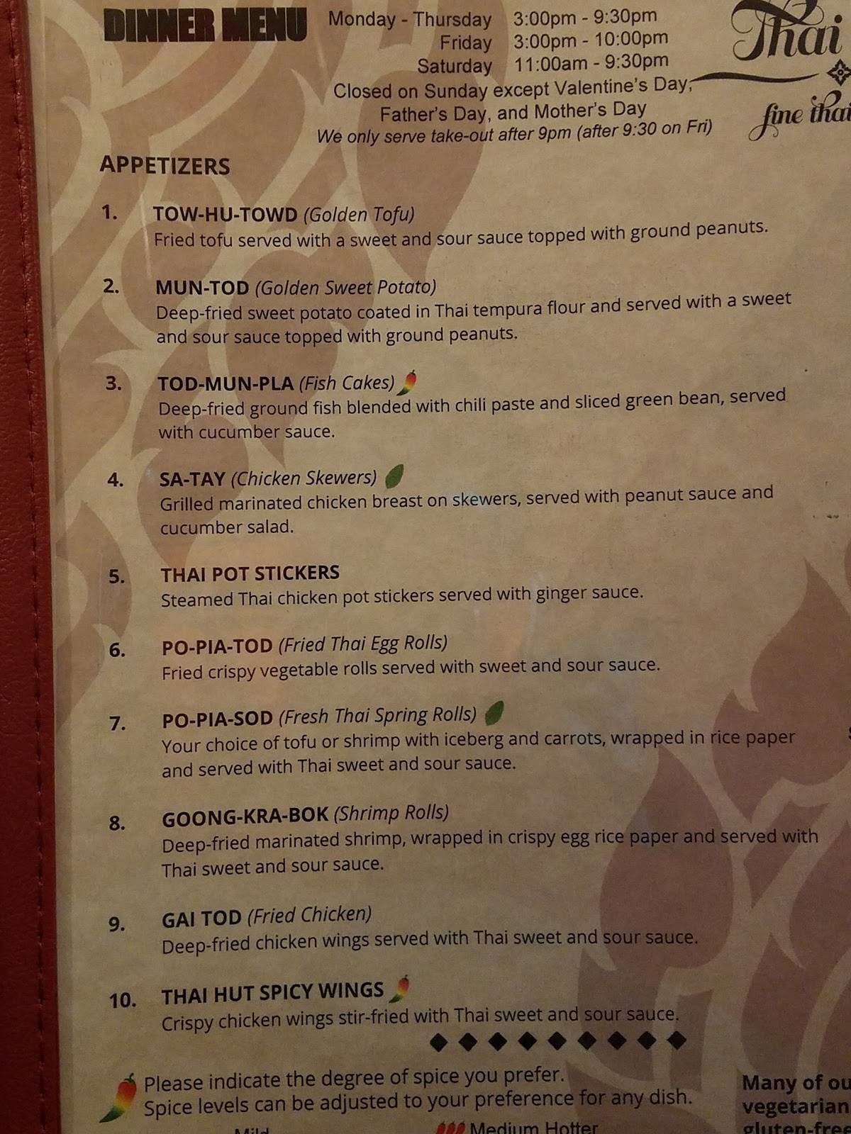 Thai Hut Lunch Menu , Menu of Express Thai Noodle Hut – GMLYP