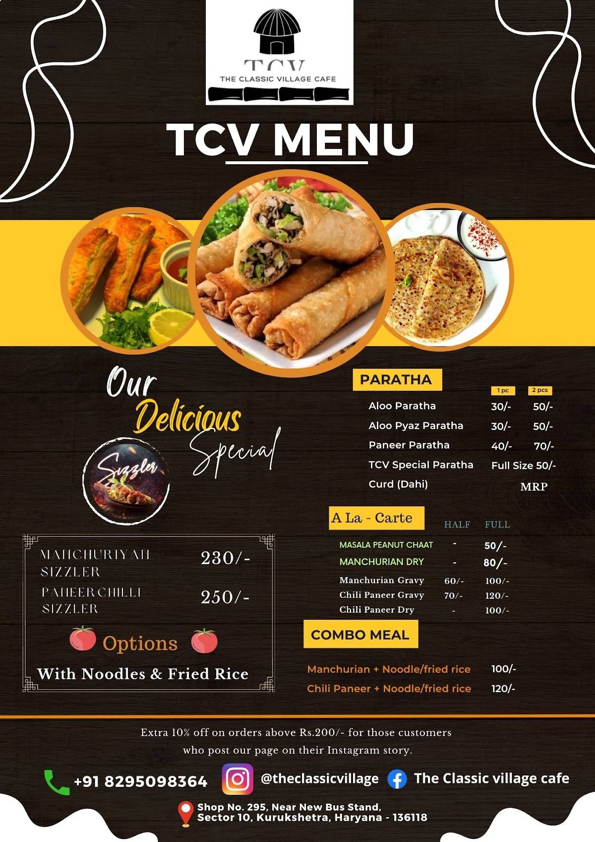 Menu at The Classic Village Cafe, Kurukshetra