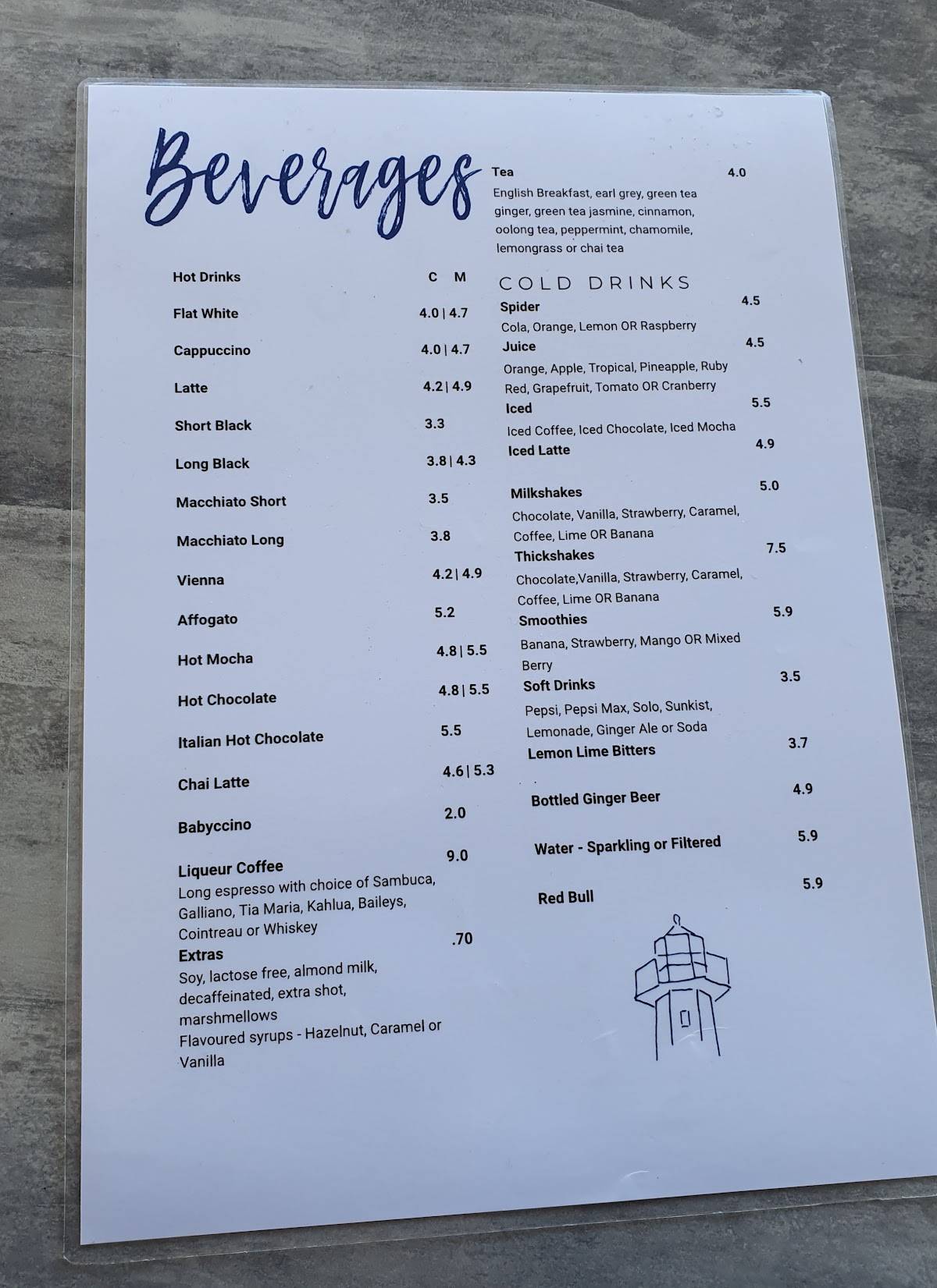 Menu at The Lighthouse Restaurant, Cleveland