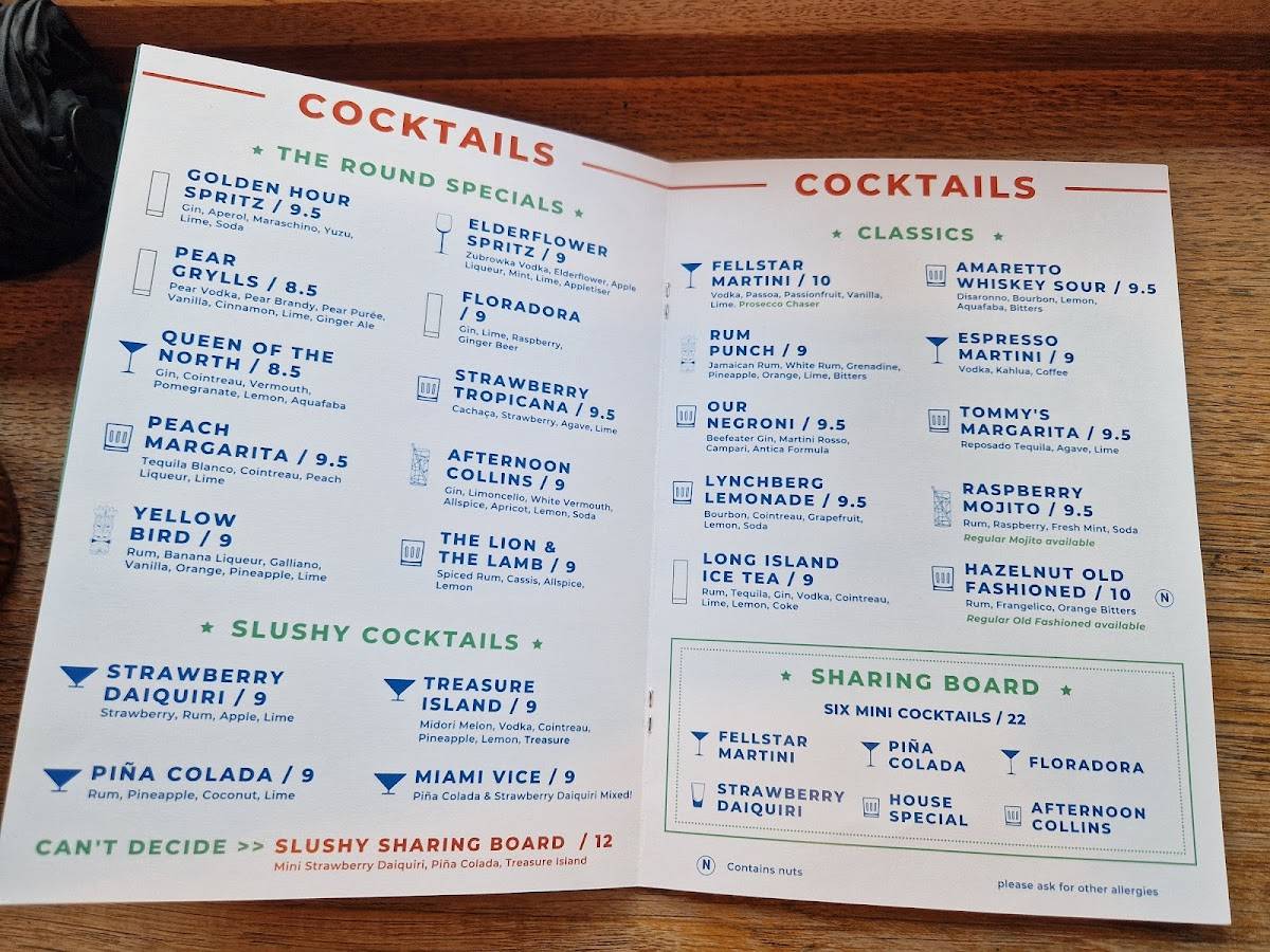Menu at The Round restaurant, Keswick