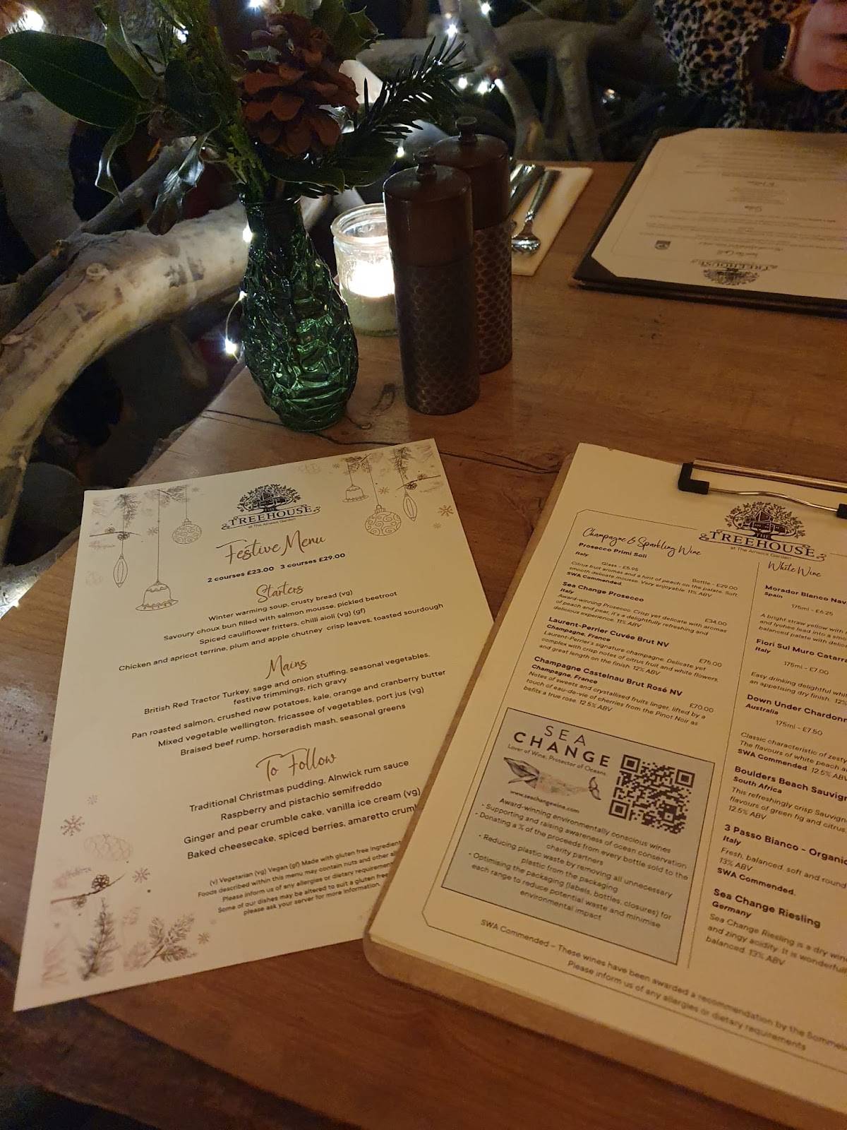 Menu at The Treehouse Restaurant, Alnwick