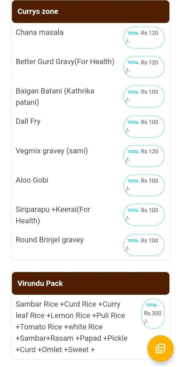 Menu at Try it, Chennai