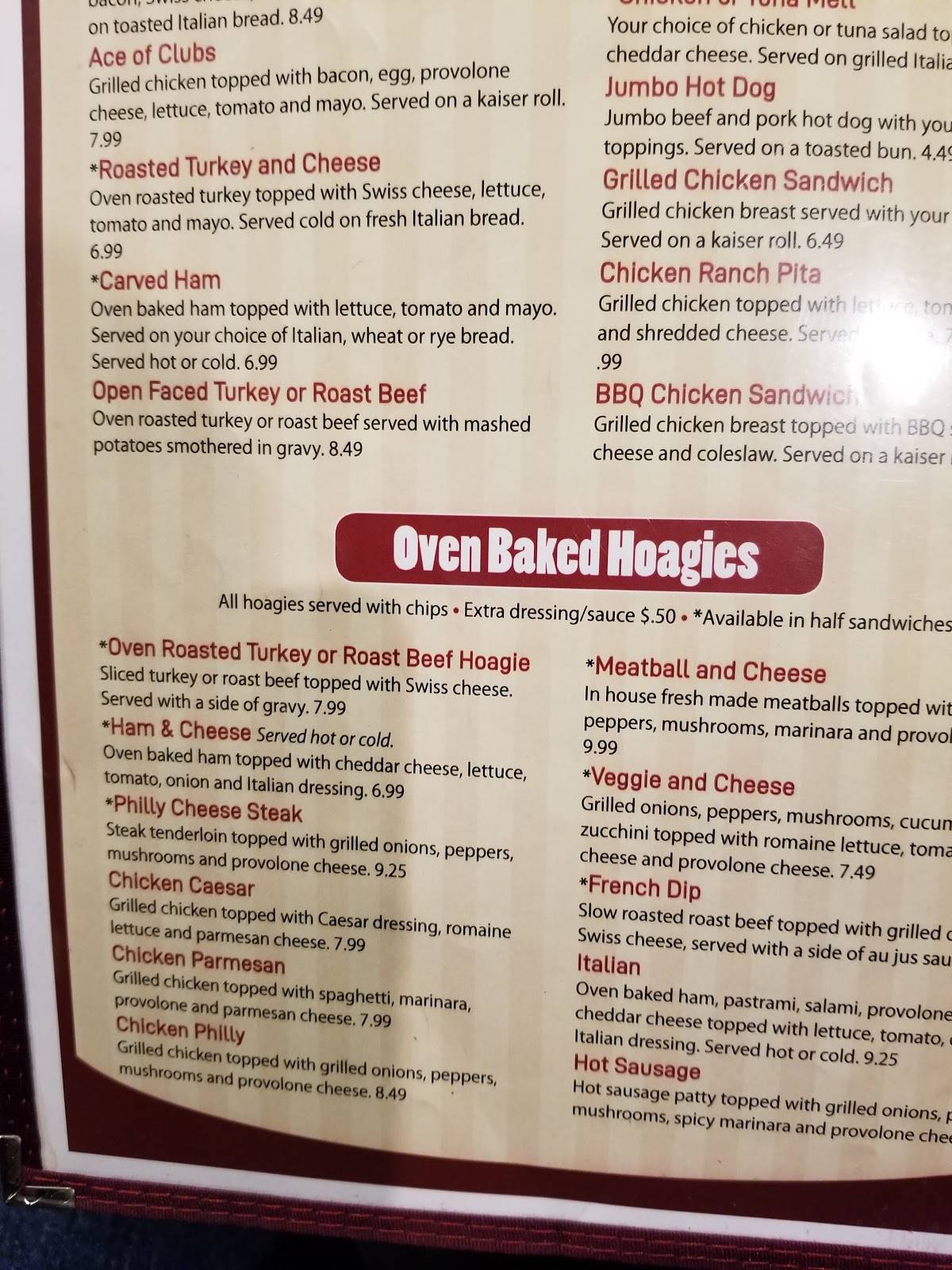 Menu at Uncle Pete's restaurant, Wheeling, 1 Community St