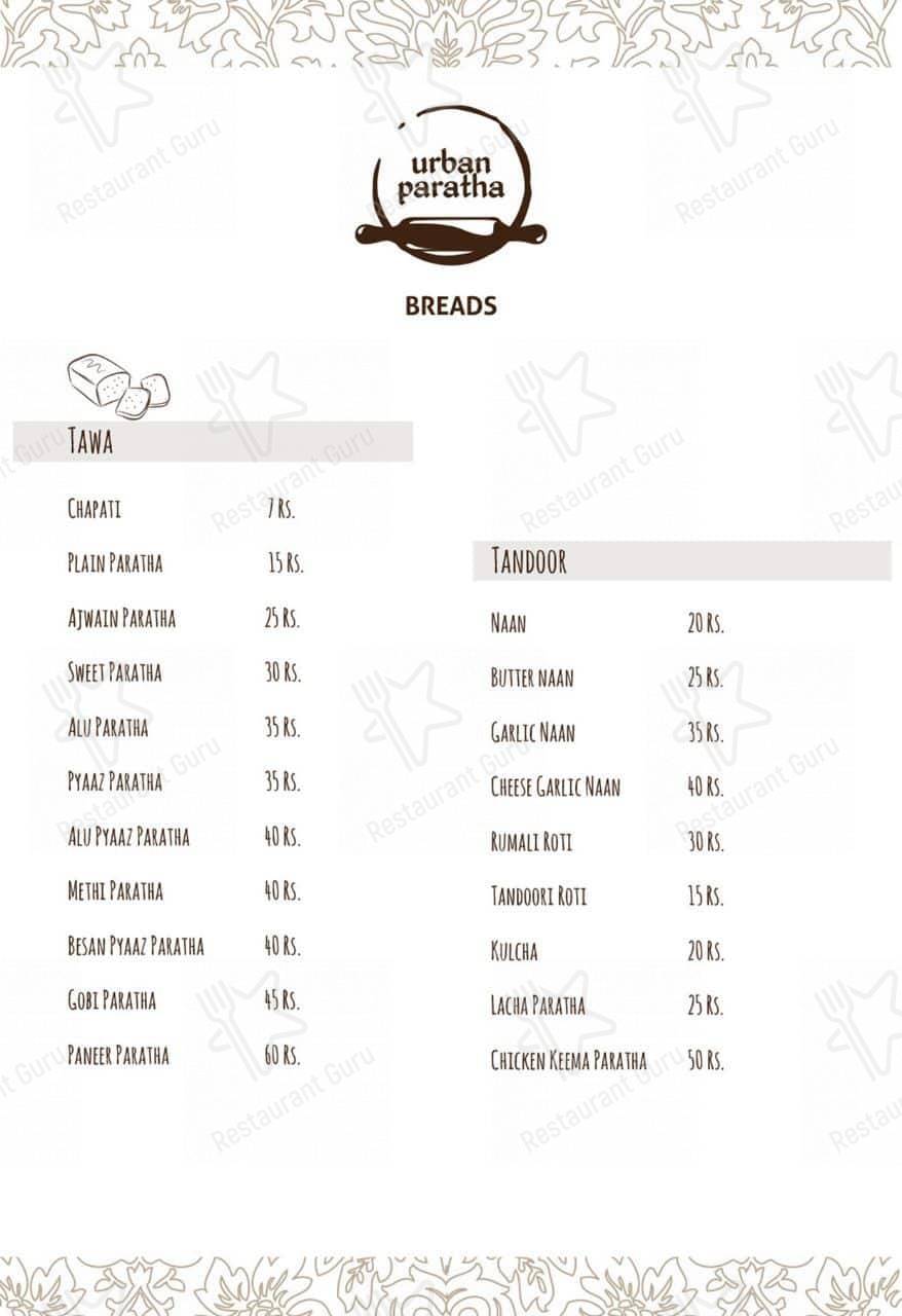 Menu at Urban Paratha, Kochi, Ground Floor Grand Central Edachira Road ...