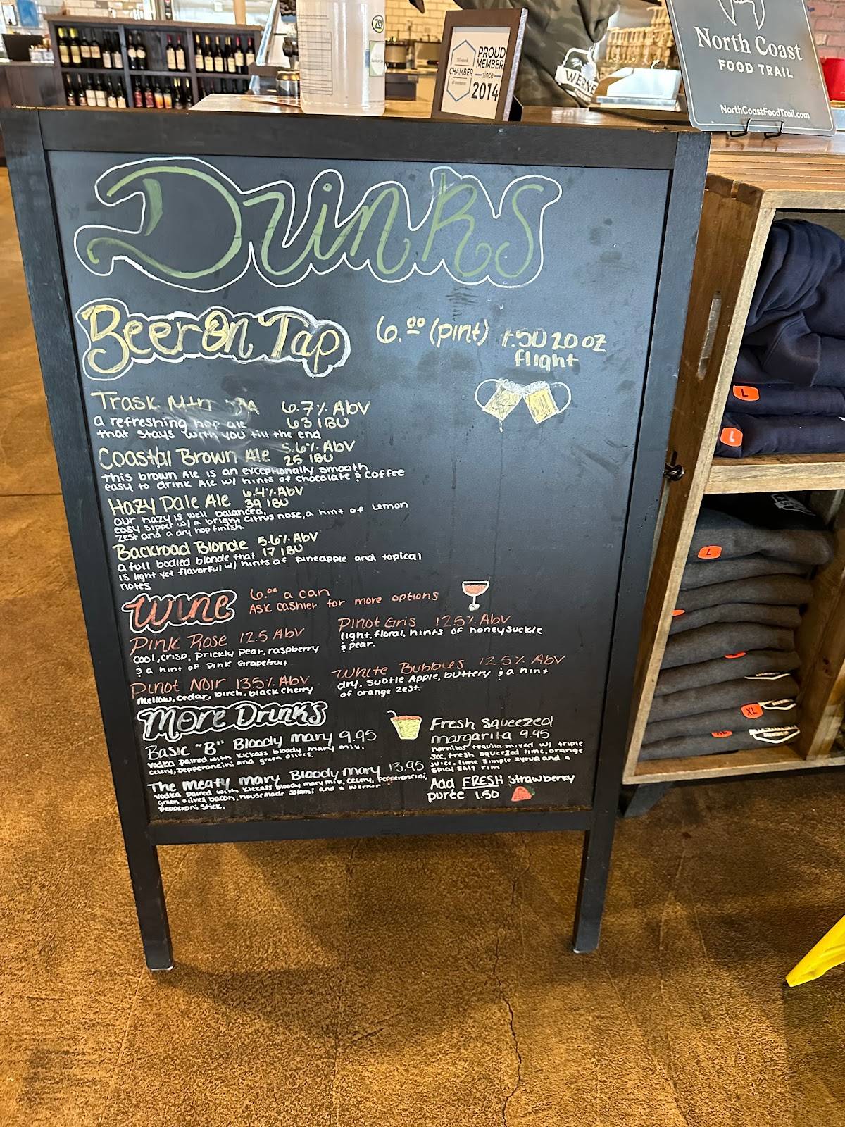 Menu at Werner Beef & Brew restaurant, Tillamook