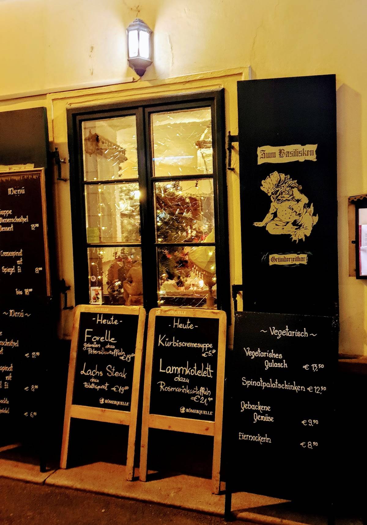 Speisekarte von Restaurant zum Basilisk, Wien