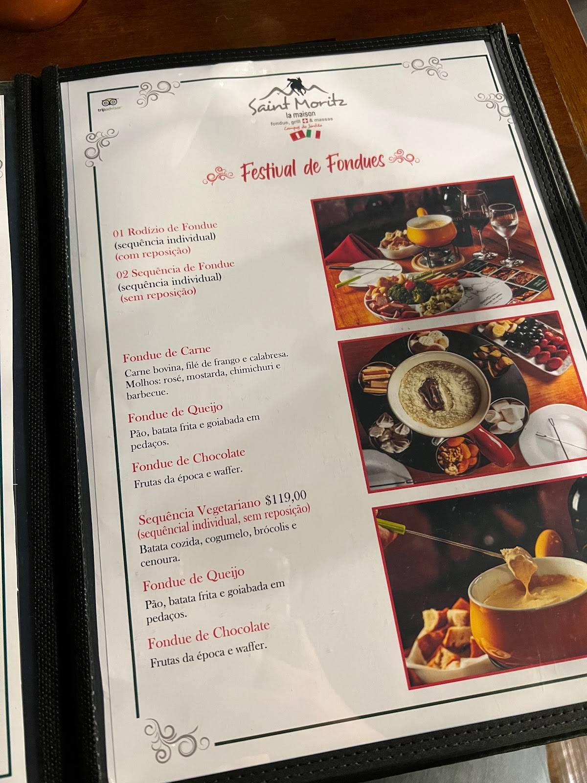 Menu em Saint Moritz restaurante, Campos do Jordão, Av. Dr - Av. Paulo ...