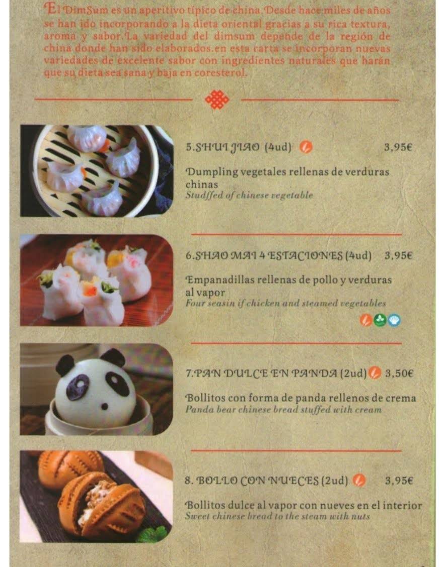 Menu at Restaurante Zhen Bao, Seville