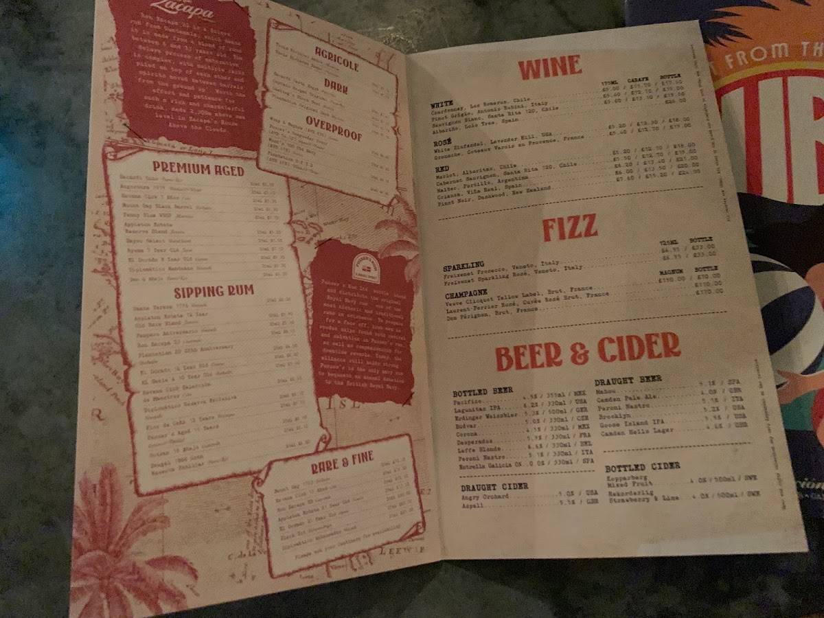 Menu at Revolución de Cuba Aberdeen restaurant, Aberdeen