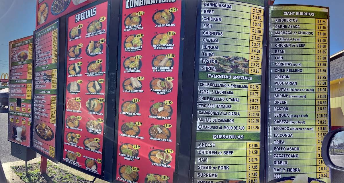 Menu at Rigoberto's restaurant, Albany