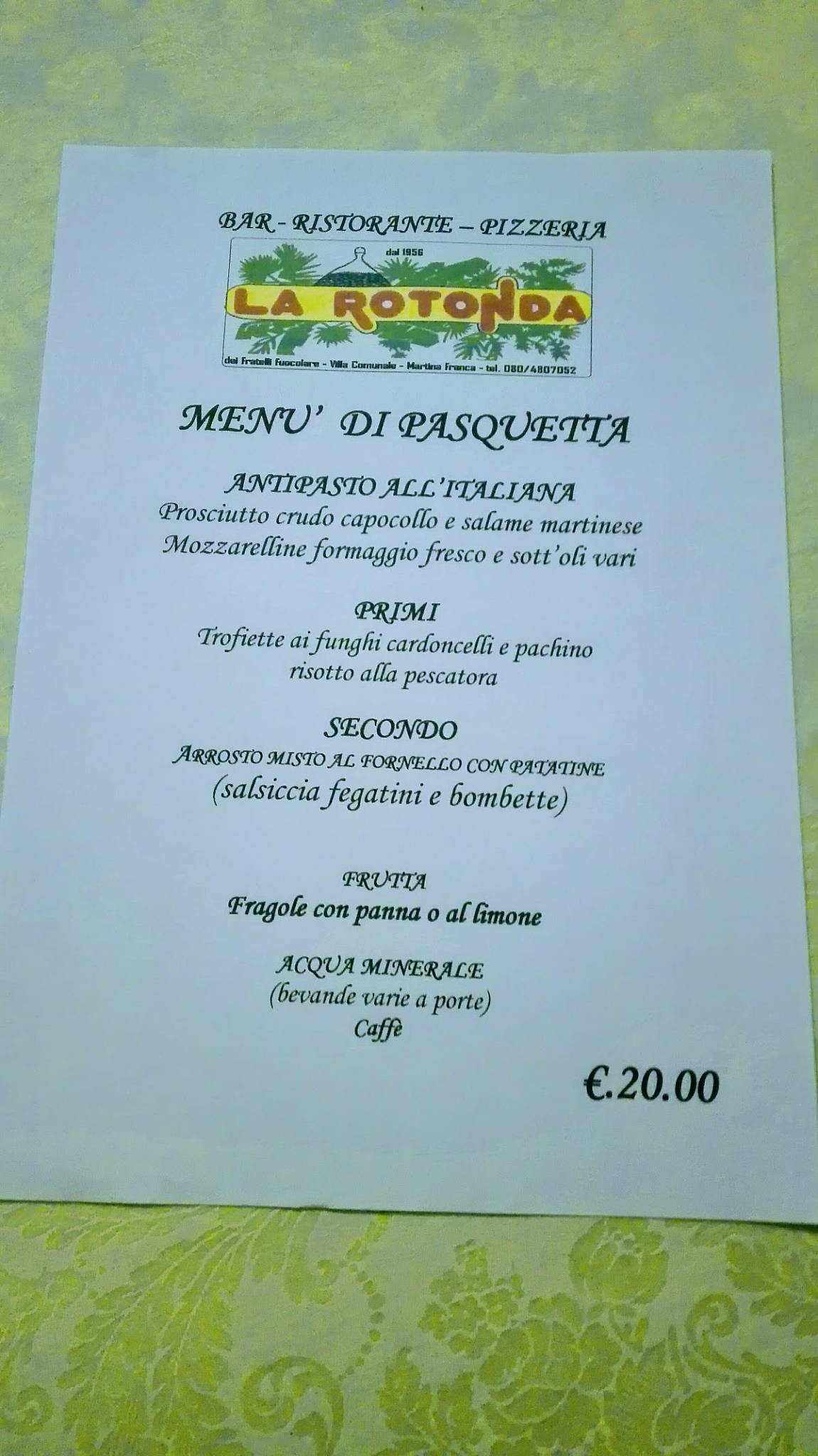 Menu da Ristorante La Rotonda, Martina Franca