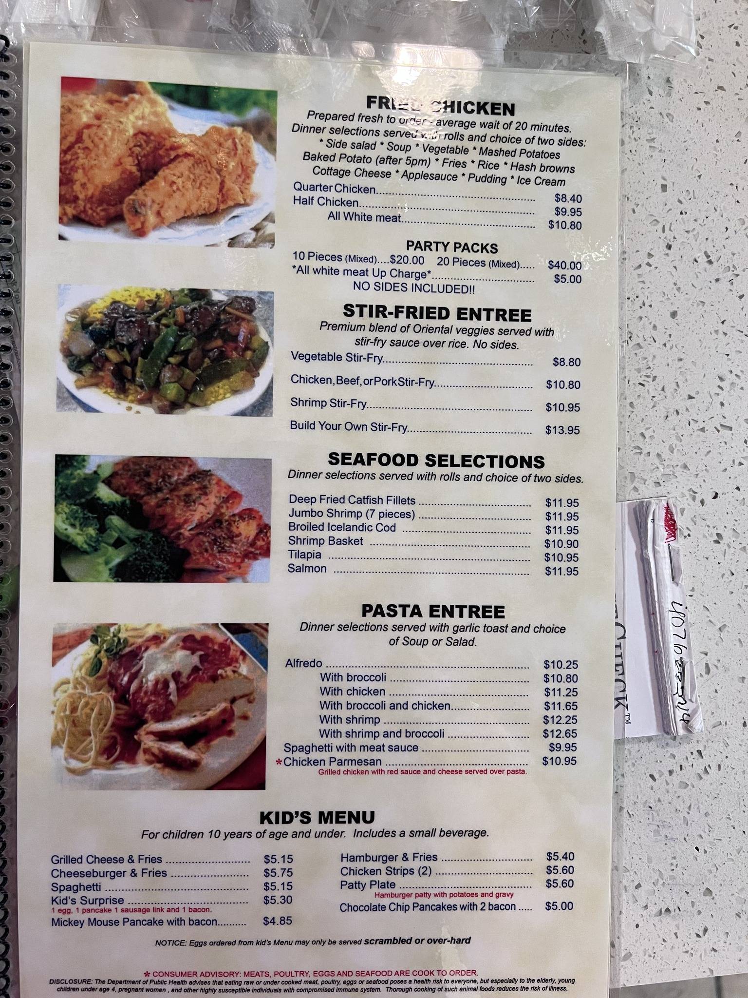 Menu at Riverside Family Restaurant, Ottumwa