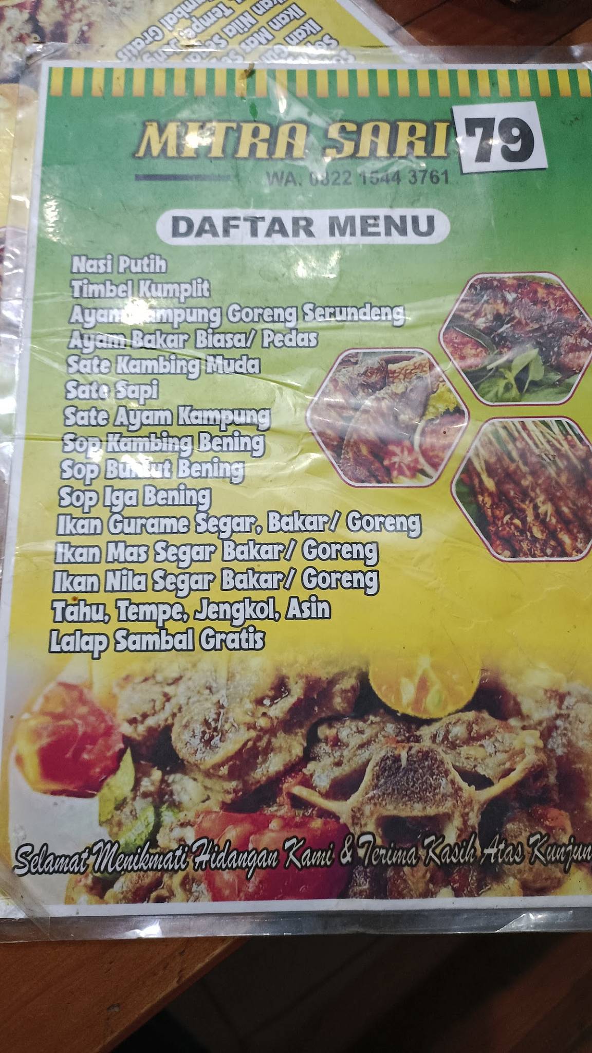 Menu at Rm Mitra sari 79 restaurant, Bandung