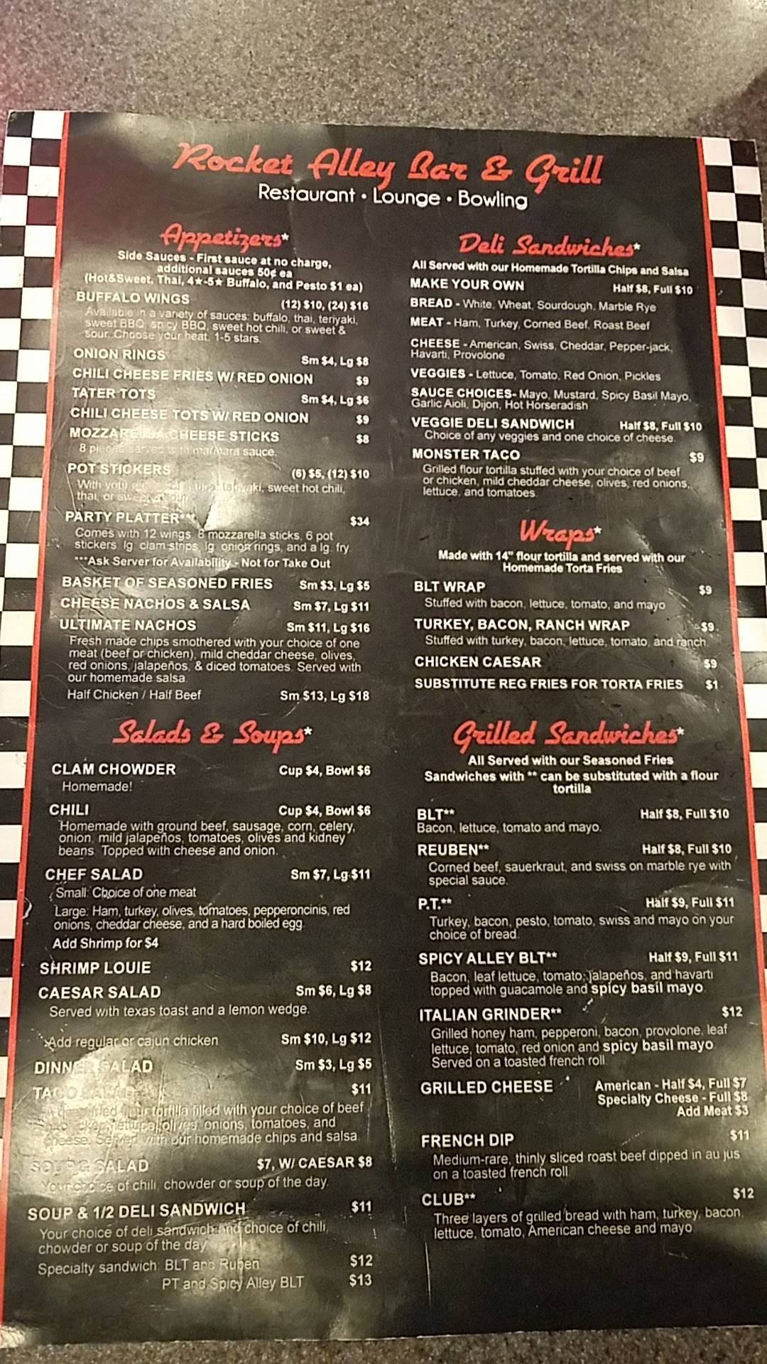 Menu at The Alley Bar & Grill, Arlington