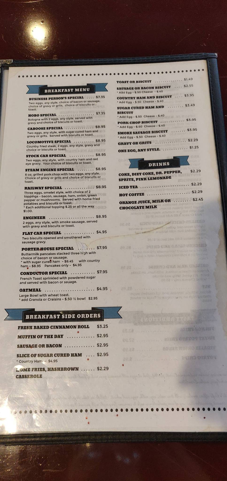Menu at Rolo's Cafe, Huntsville