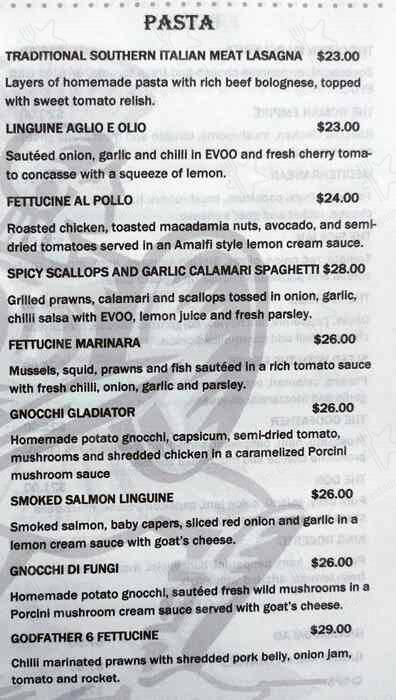 Menu at The Roman Empire Restaurant, Carindale