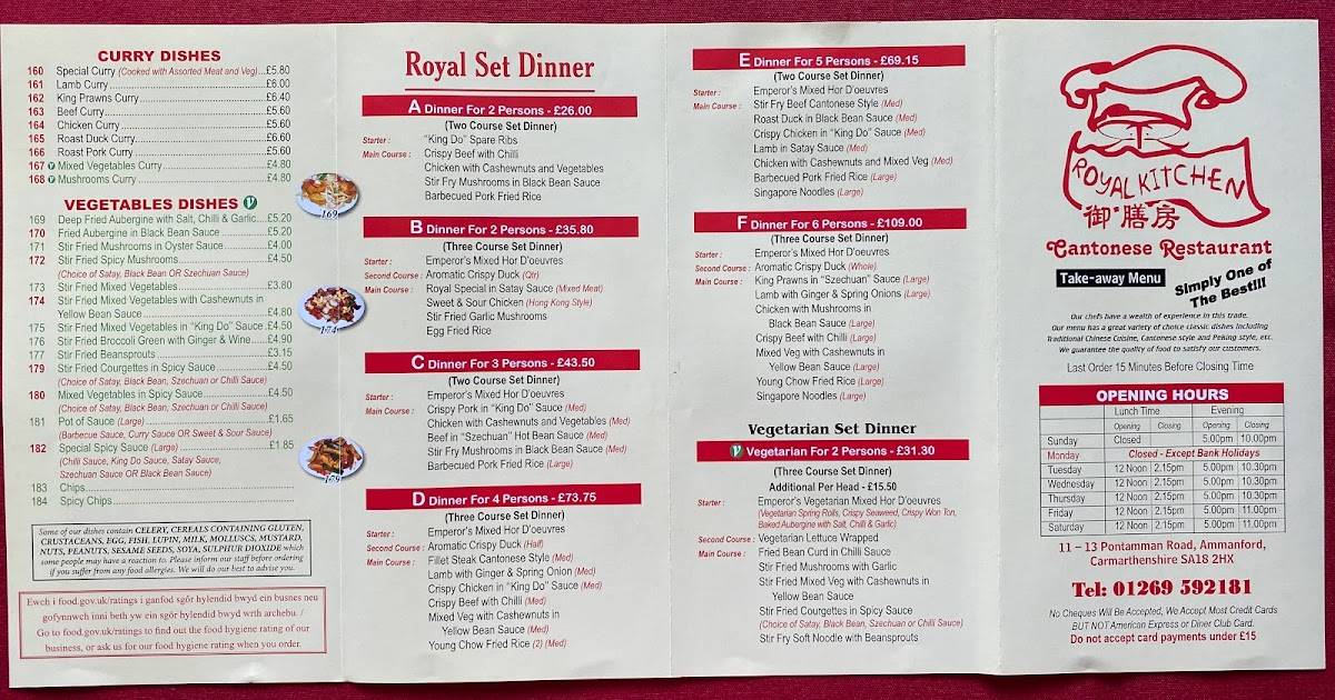 Menu at Royal Kitchen restaurant, Ammanford