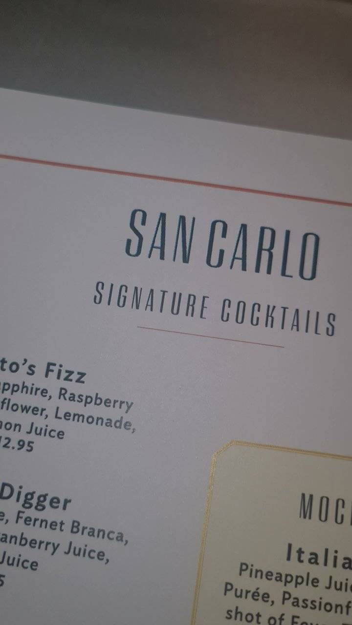 Menu at San Carlo - London restaurant, London, 2 Regent Street Saint ...