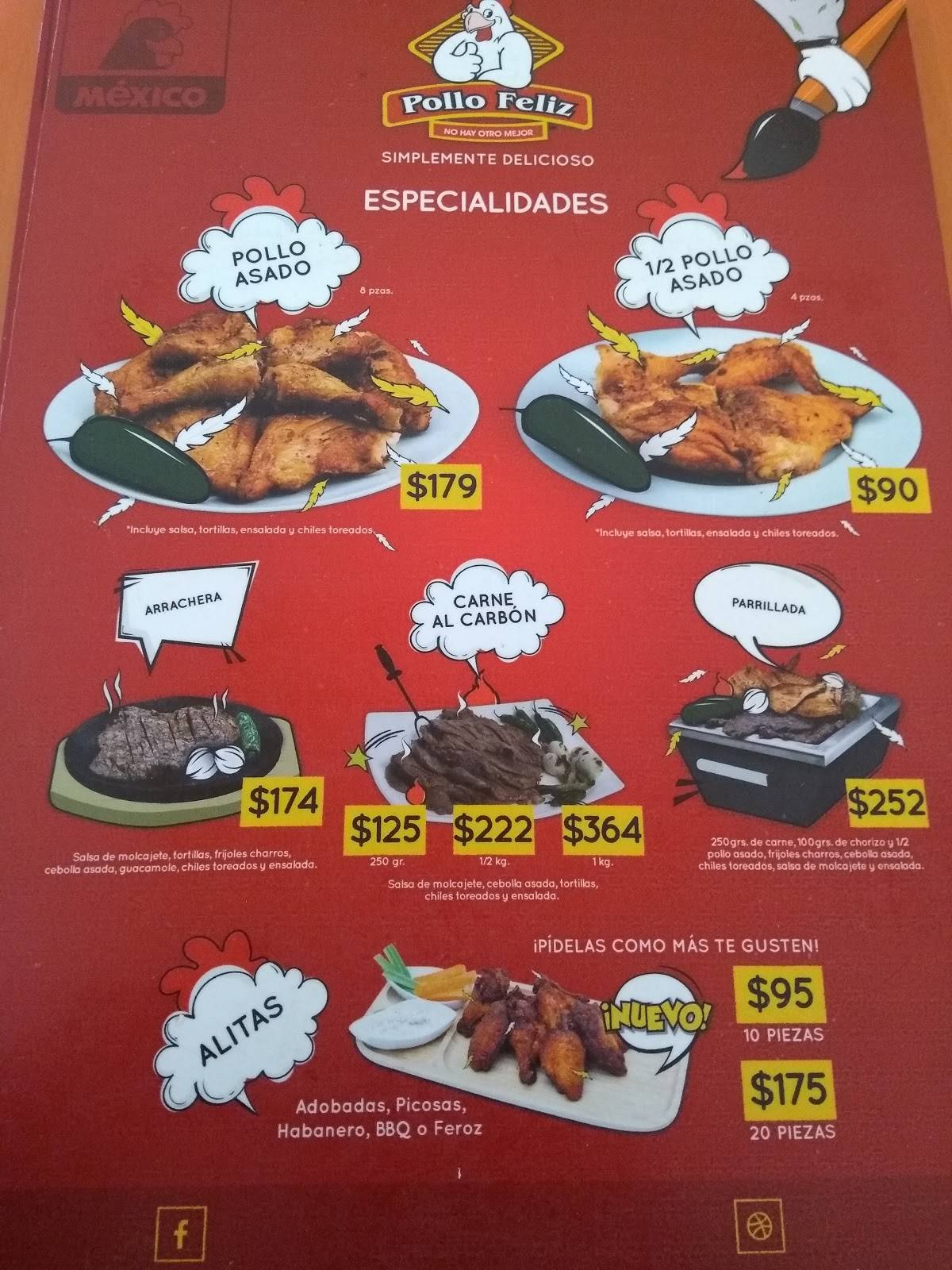 Carta del restaurante Pollo Feliz, Santiago del Querétaro, CARRETERA ...