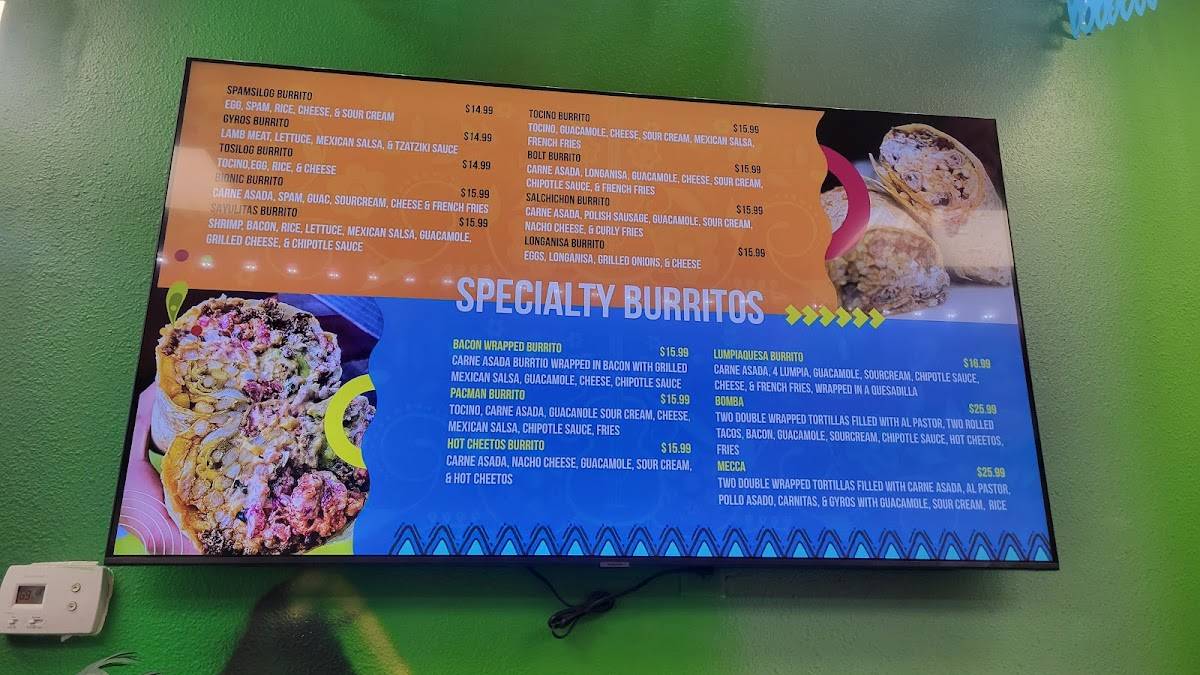 Menu at Sayulitas restaurant, Las Vegas
