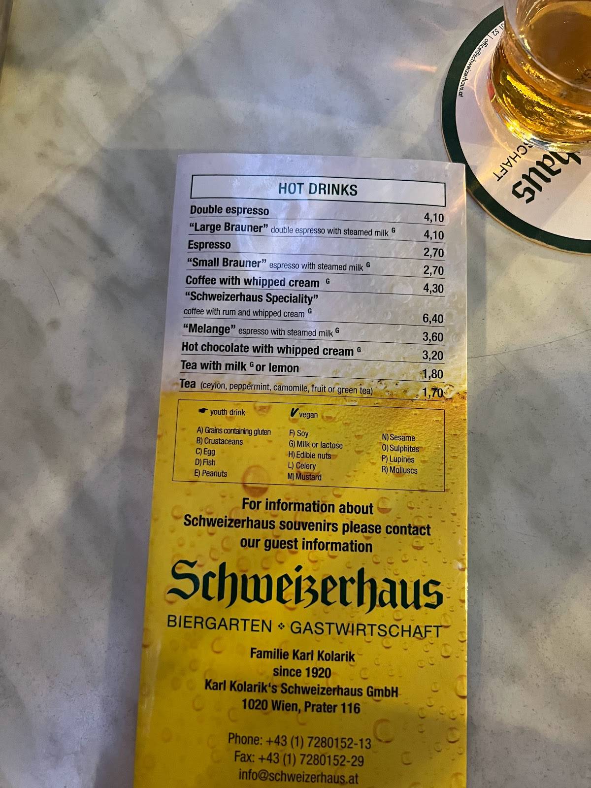 Speisekarte von Schweizerhaus pub & Bar, Wien