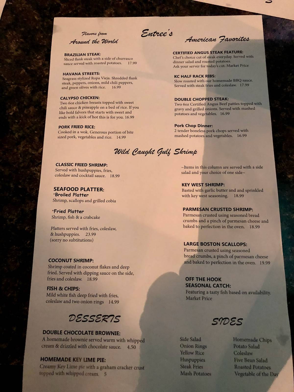 Menu at Seagrass Waterfront pub & bar, Homosassa