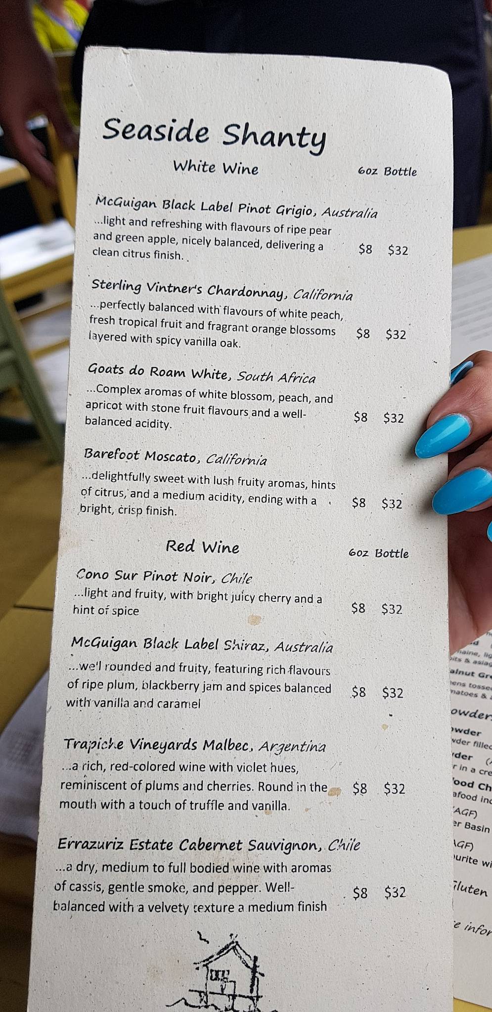 Menu at Seaside Shanty Restaurant, Chester Basin