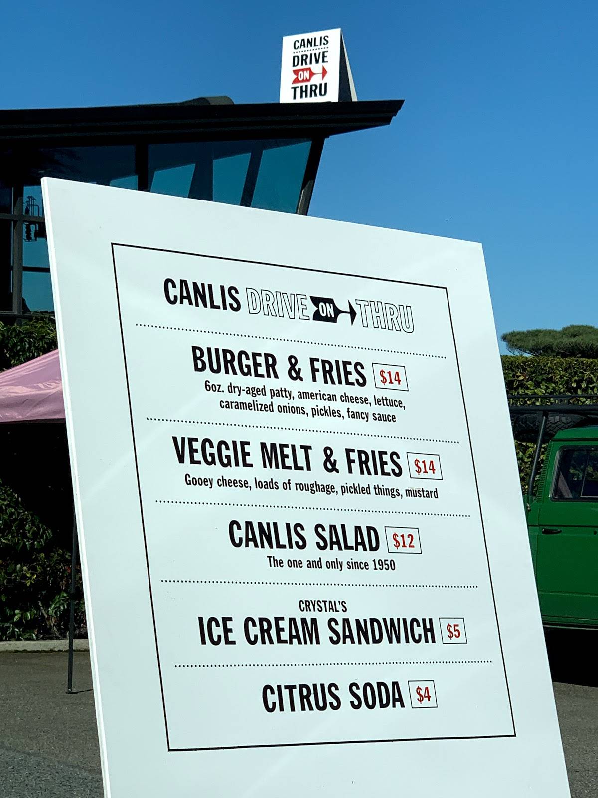 Menu at Canlis restaurant, Seattle