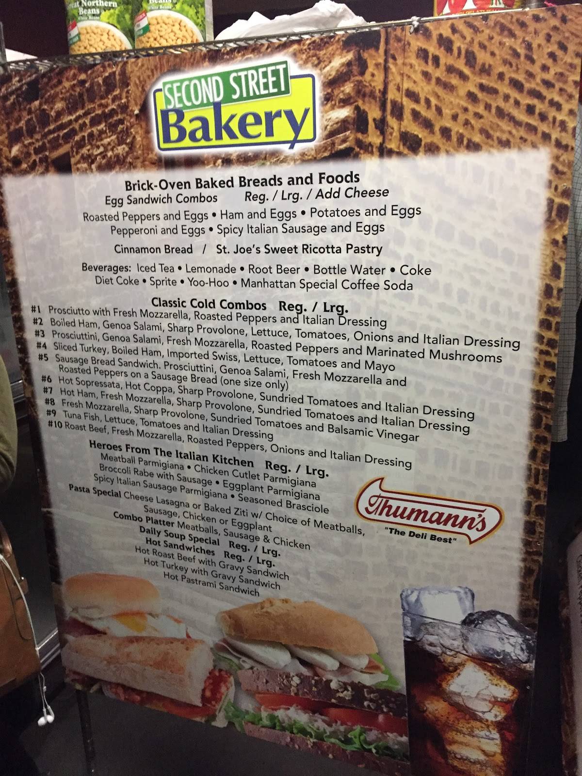 Menu at Second Street Bakery, Jersey City