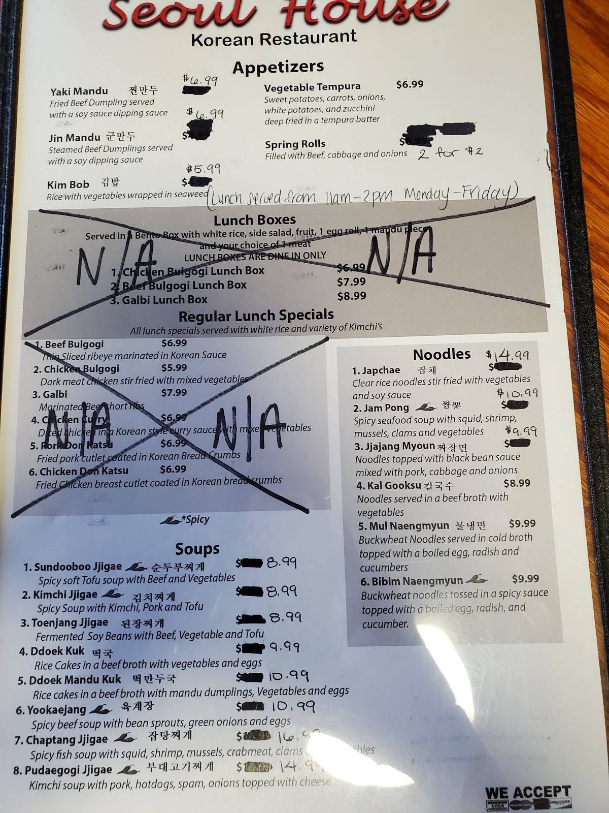 Menu at Seoul House Restaurant, Warner Robins