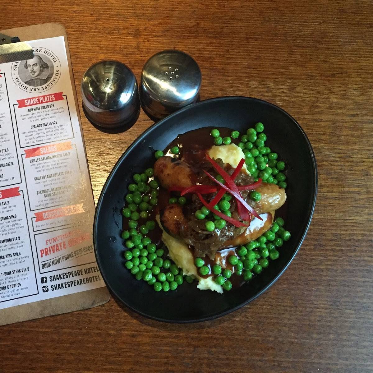 Menu at Shakespeare Hotel pub & bar, Surry Hills