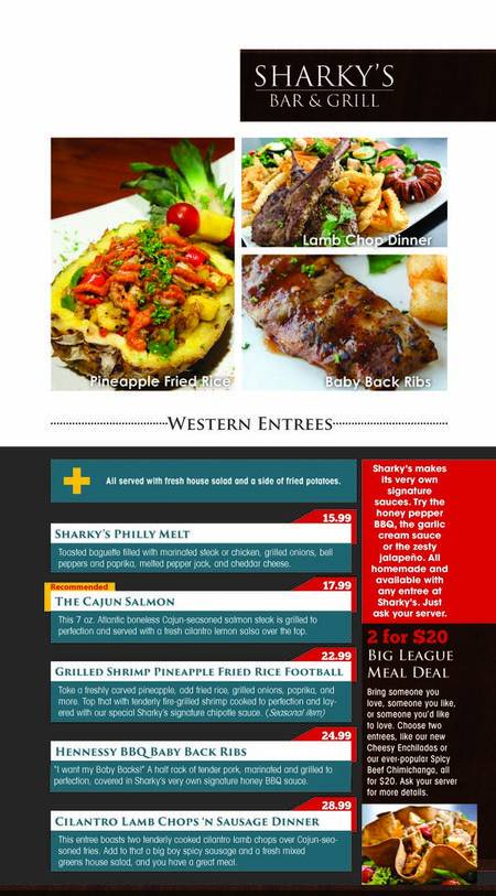 Menu at Sharky's Bar and Grill - Haeundae Strip, Busan