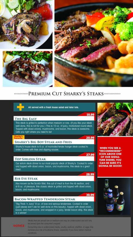 Menu at Sharky's Bar and Grill - Haeundae Strip, Busan
