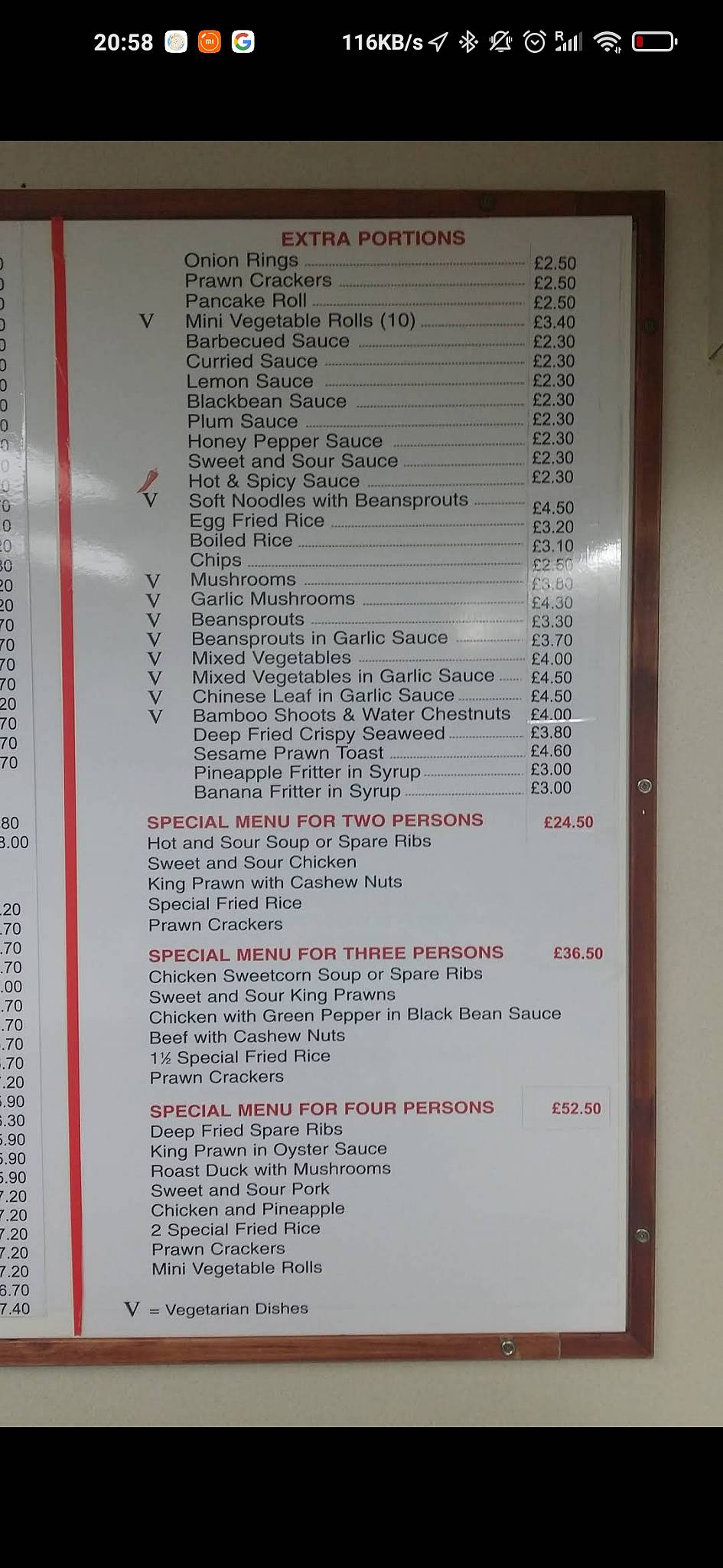 Menu at Siew May fast food, Dawlish