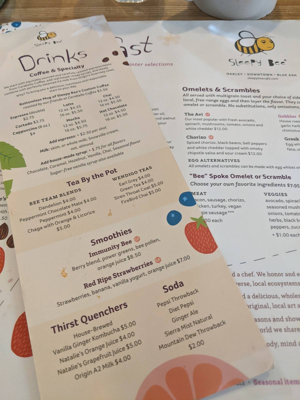 Menu at Sleepy Bee Cafe - Blue Ash, Blue Ash, Kenwood Rd