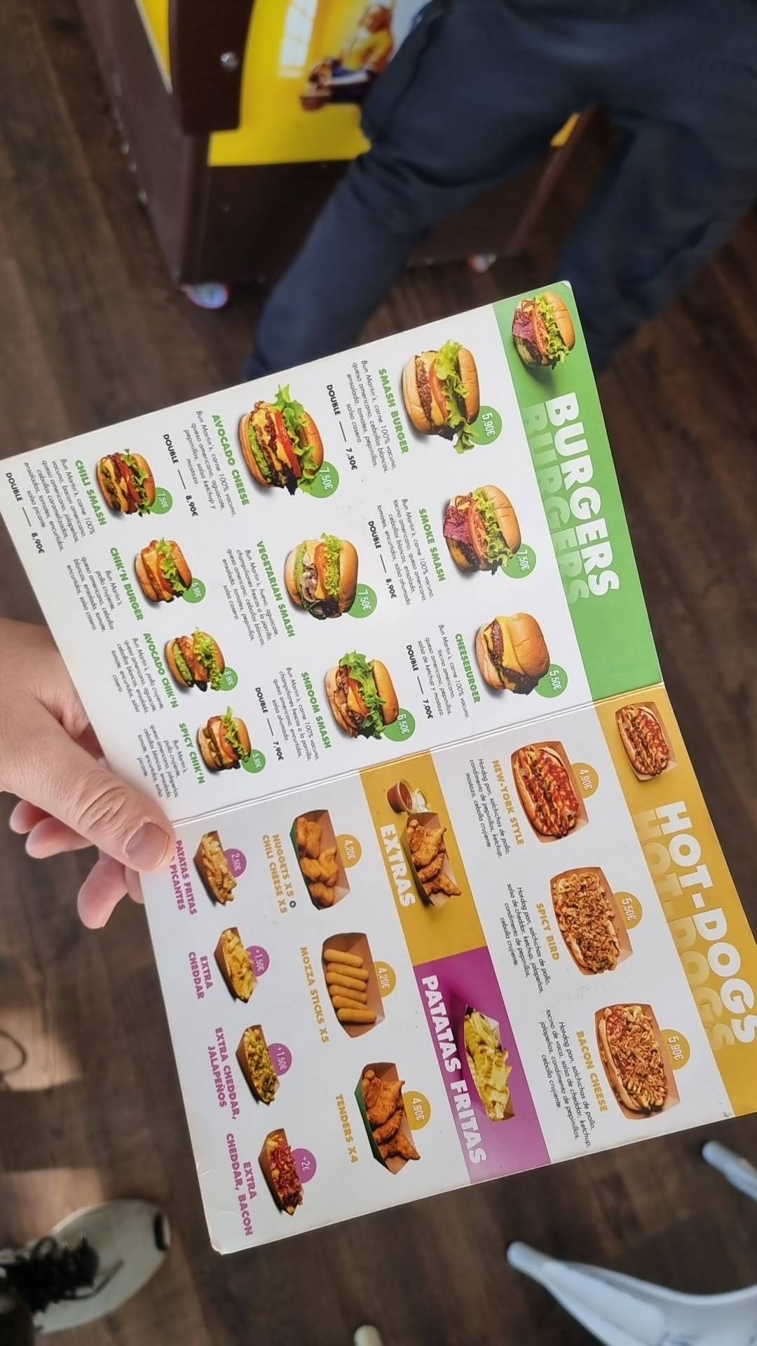 Menu at Smash Burger restaurant, Marbella