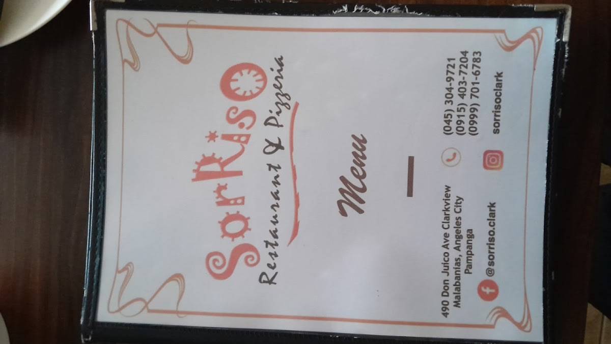 Menu at Sorriso Restaurant & Pizzeria, Angeles