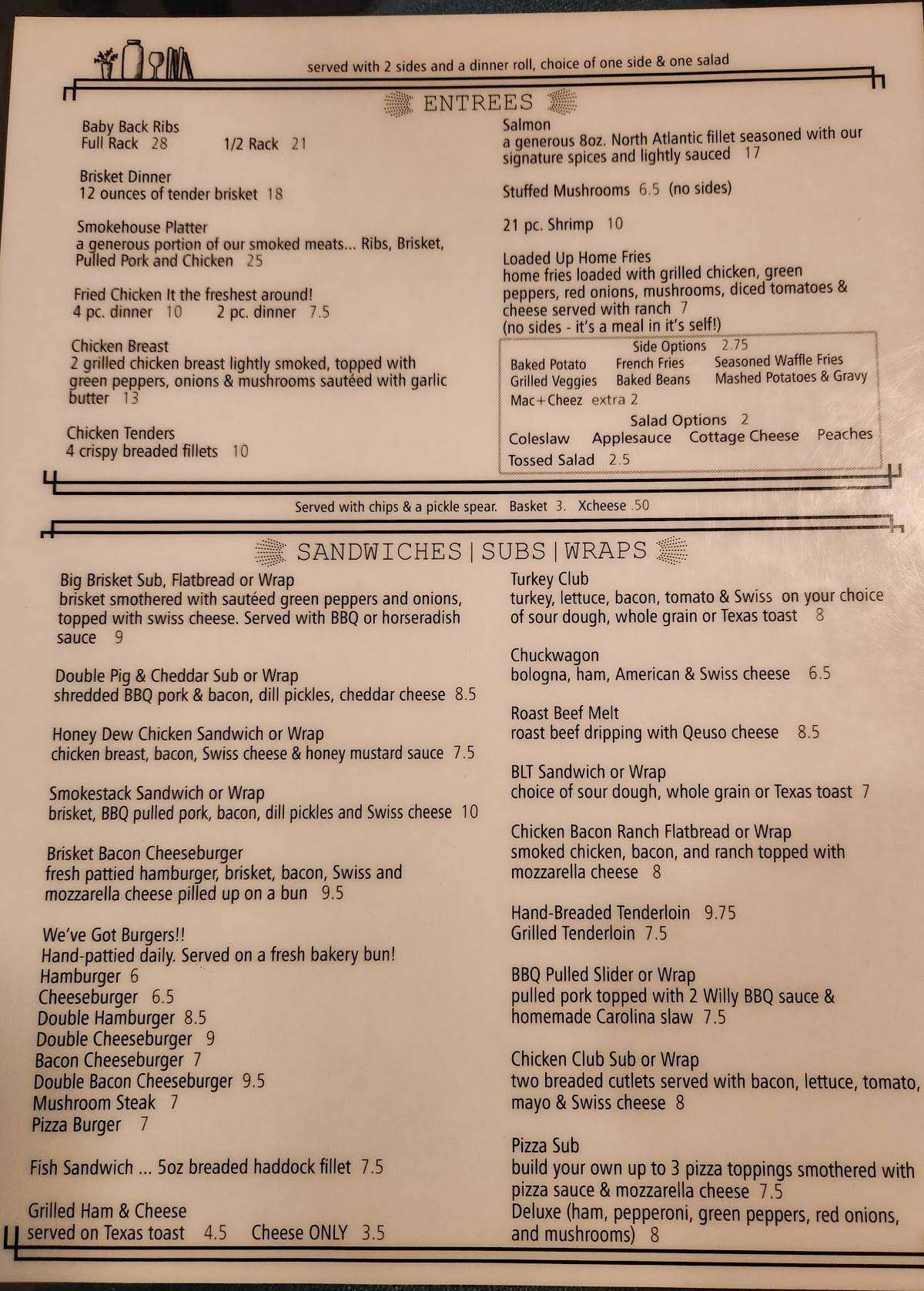 Menu at Southside Restaurant, Coldwater