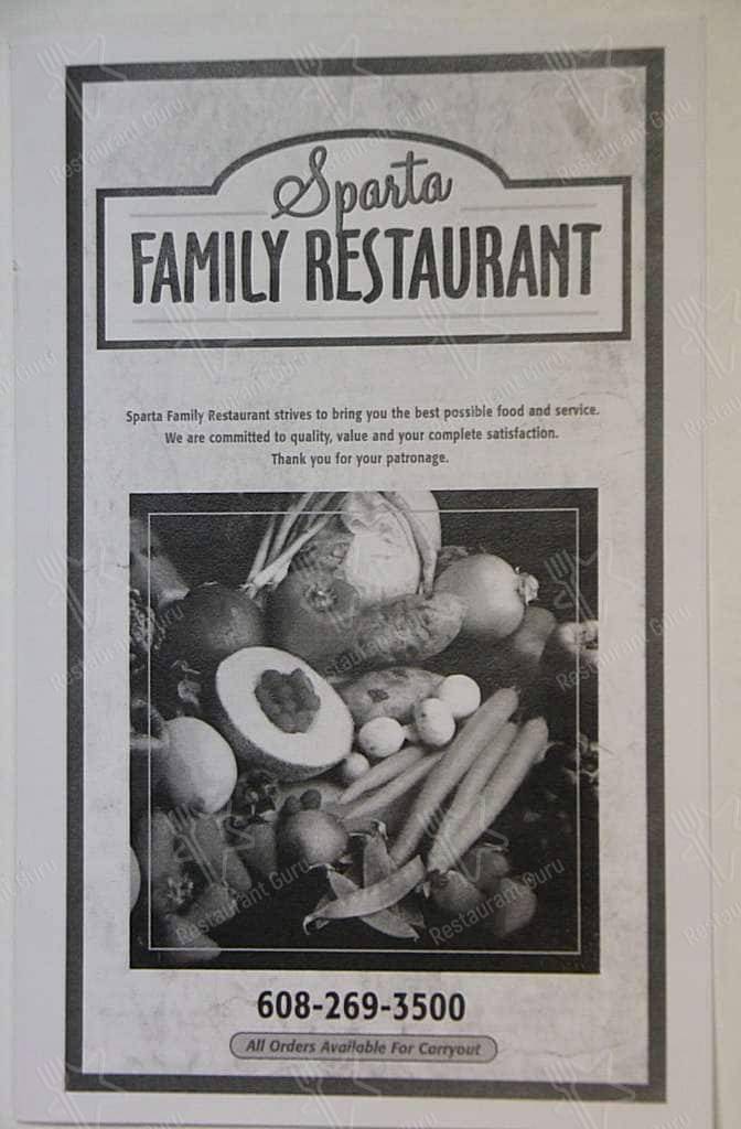 Menu at Sparta Family Restaurant, Sparta