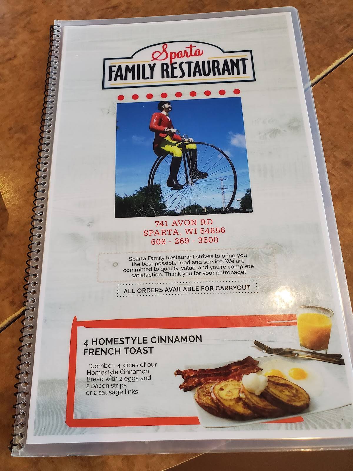 Menu at Sparta Family Restaurant, Sparta