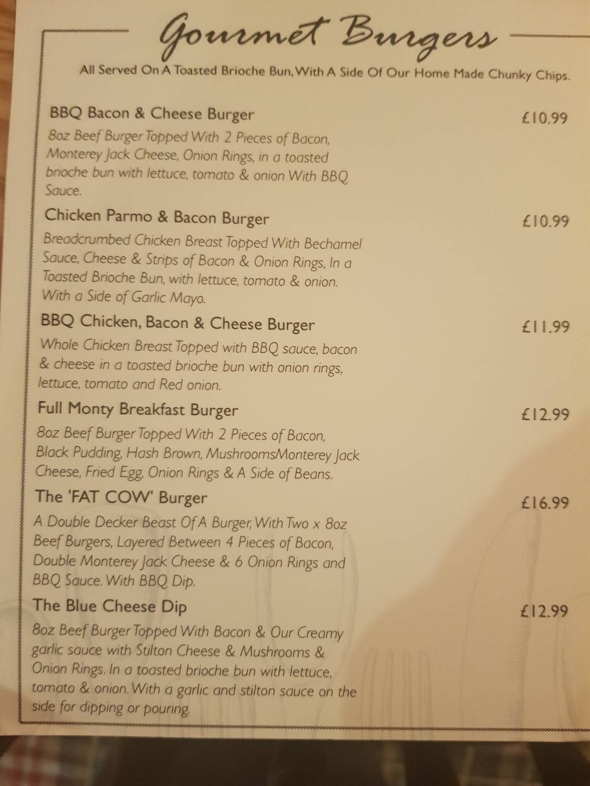 Menu at Spotted Cow pub & bar, Hartlepool, 31 The Grn