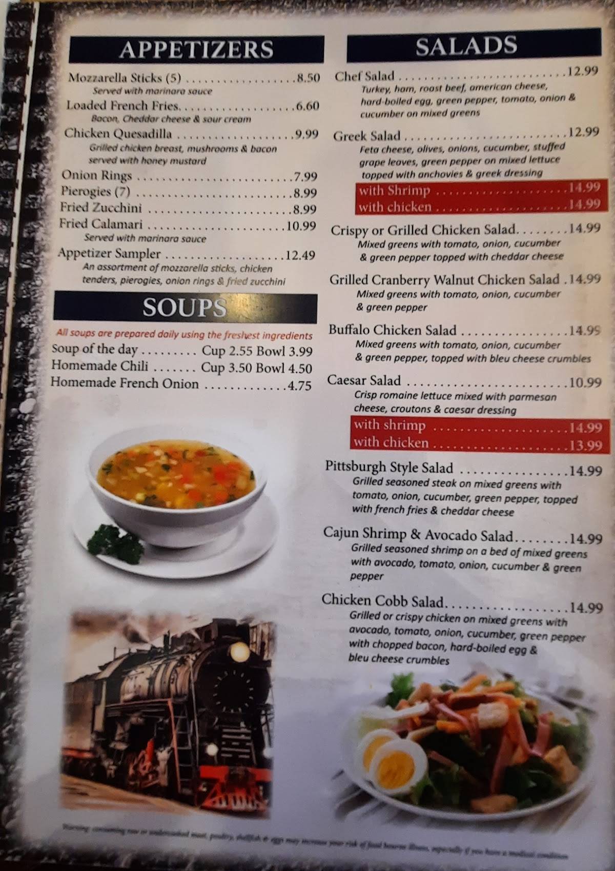 Menu at Squeaky Rail Diner restaurant, Enola, 505 N Enola Rd